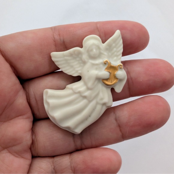 Lenox | Jewelry | Vintage Signed Lenox Angel Porcelain Brooch Pin With ...